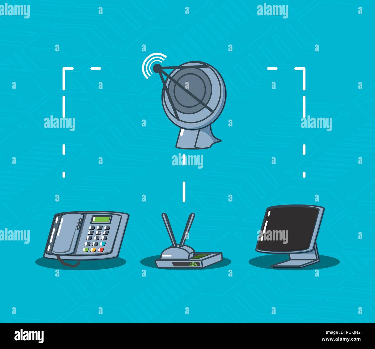 equipment technology set gadgets vector illustration design Stock ...
