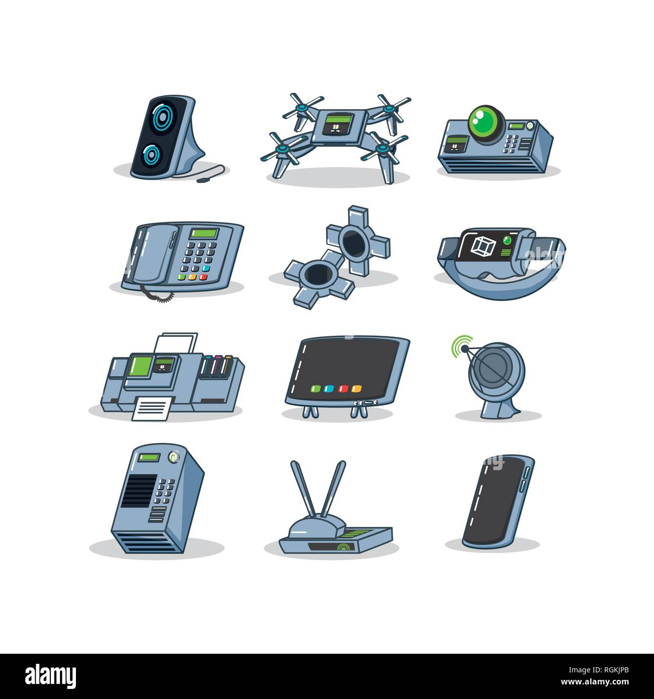 equipment technology set gadgets vector illustration design Stock ...
