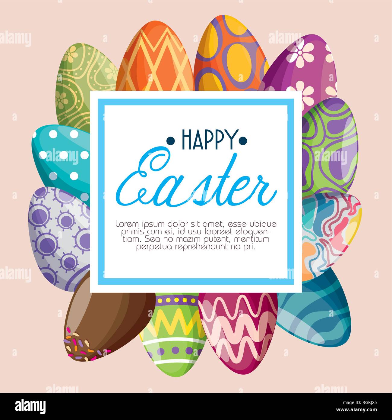 eggs decoration with emblem message to easter event Stock Vector Image ...
