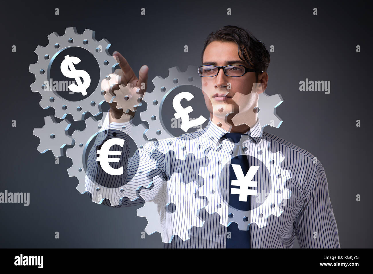 Concept of various main currencies Stock Photo - Alamy