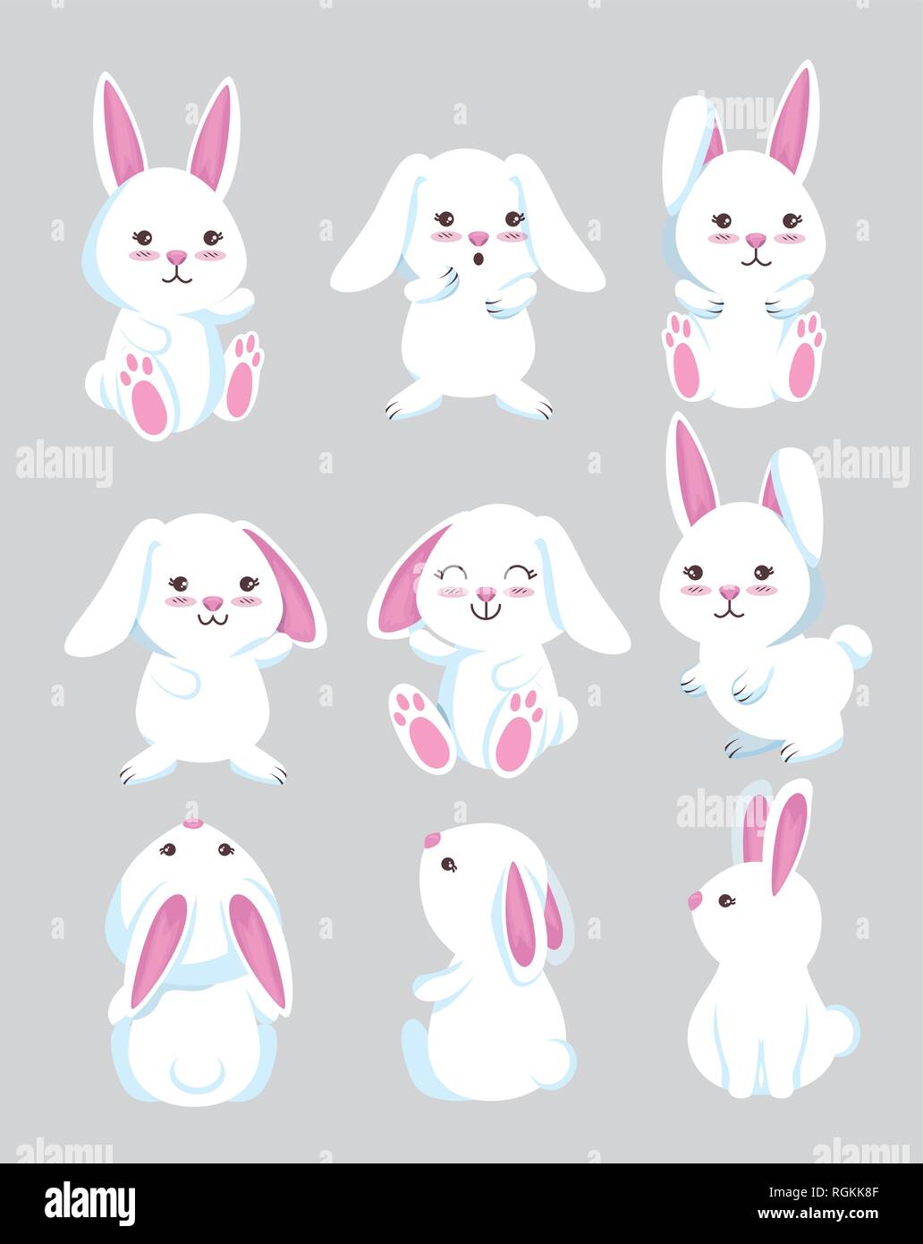 set cute rabbit wild animal Stock Vector Image & Art - Alamy