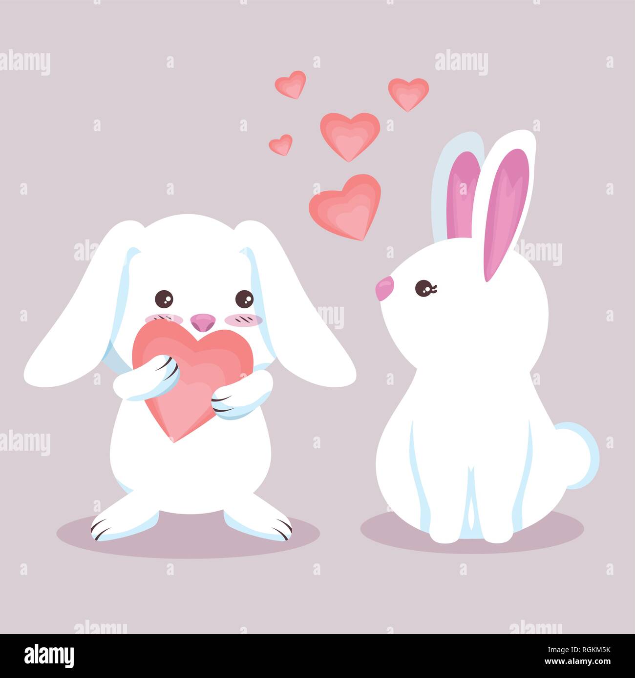 cute rabbit couple with adorable hearts Stock Vector Image & Art - Alamy