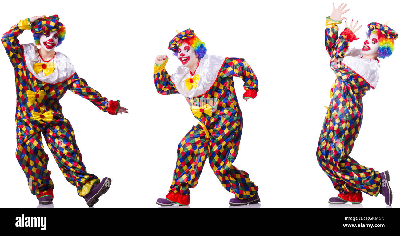 Funny male clown isolated on white Stock Photo - Alamy