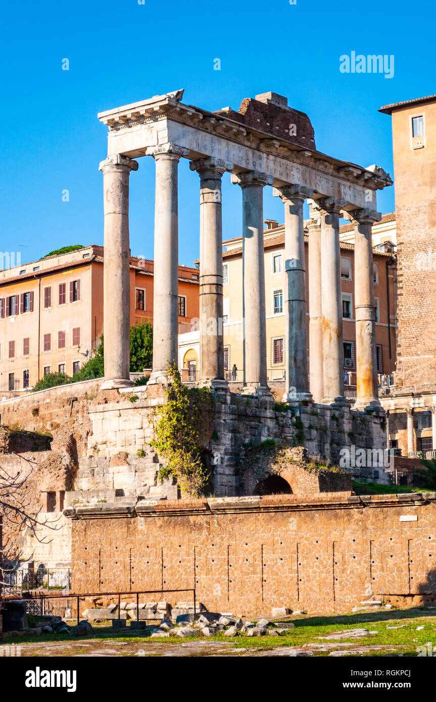 Rome, Italy - November 17, 2018: The Temple of Saturn was an ancient ...