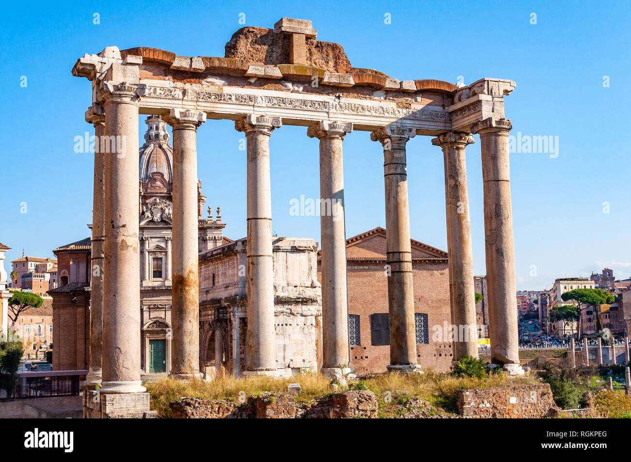 Rome, Italy - November 17, 2018: The Temple of Saturn was an ancient ...