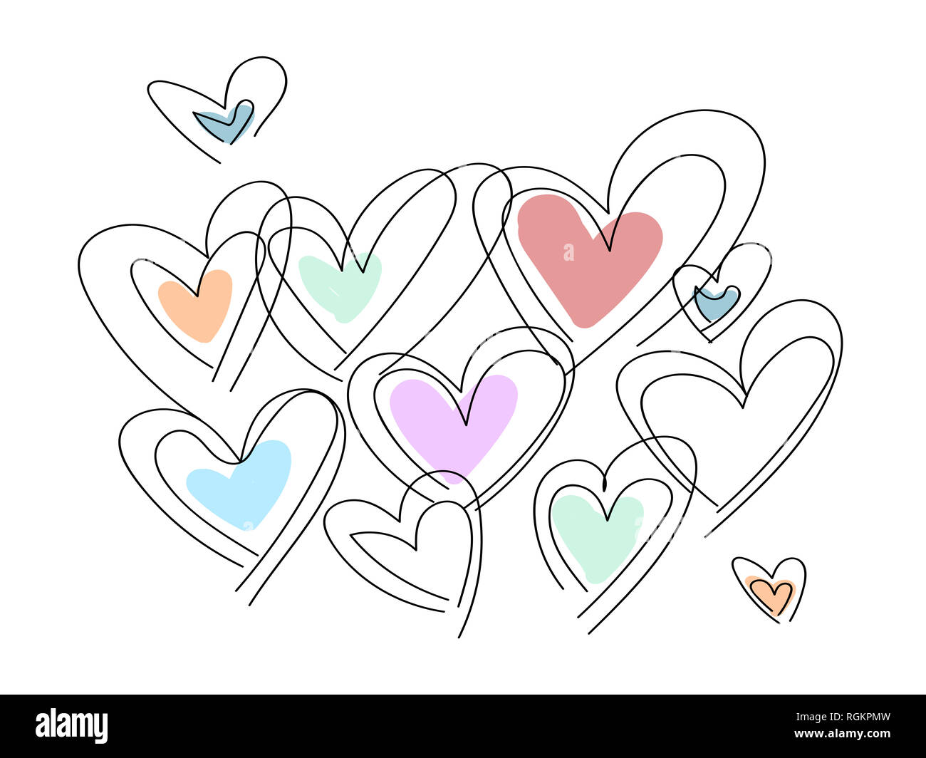 Hearts icon set doodle Cut Out Stock Images & Pictures - Alamy