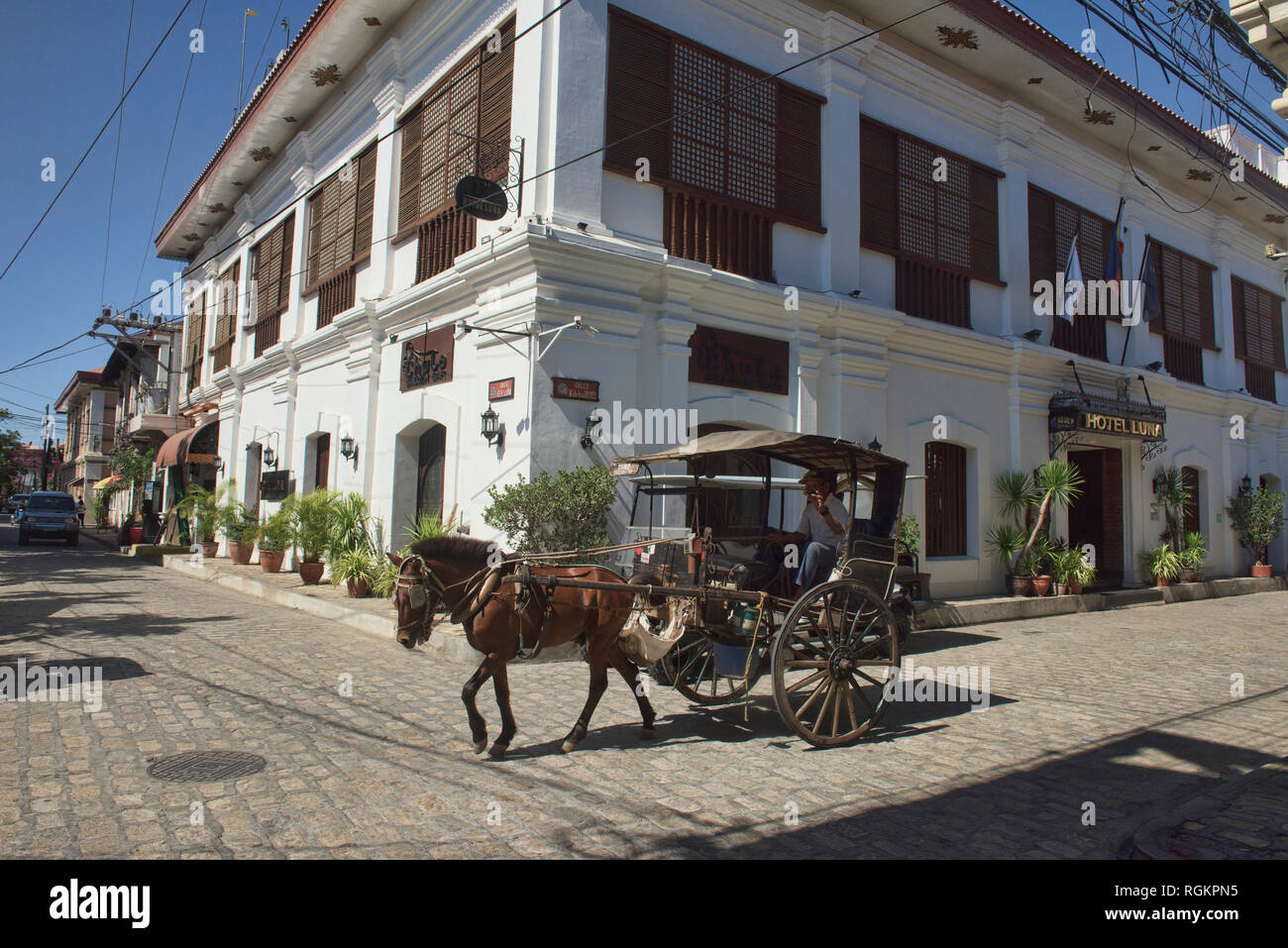 Kalesa horse carriage in historic Vigan, Ilocos Sur, Philippines Stock ...