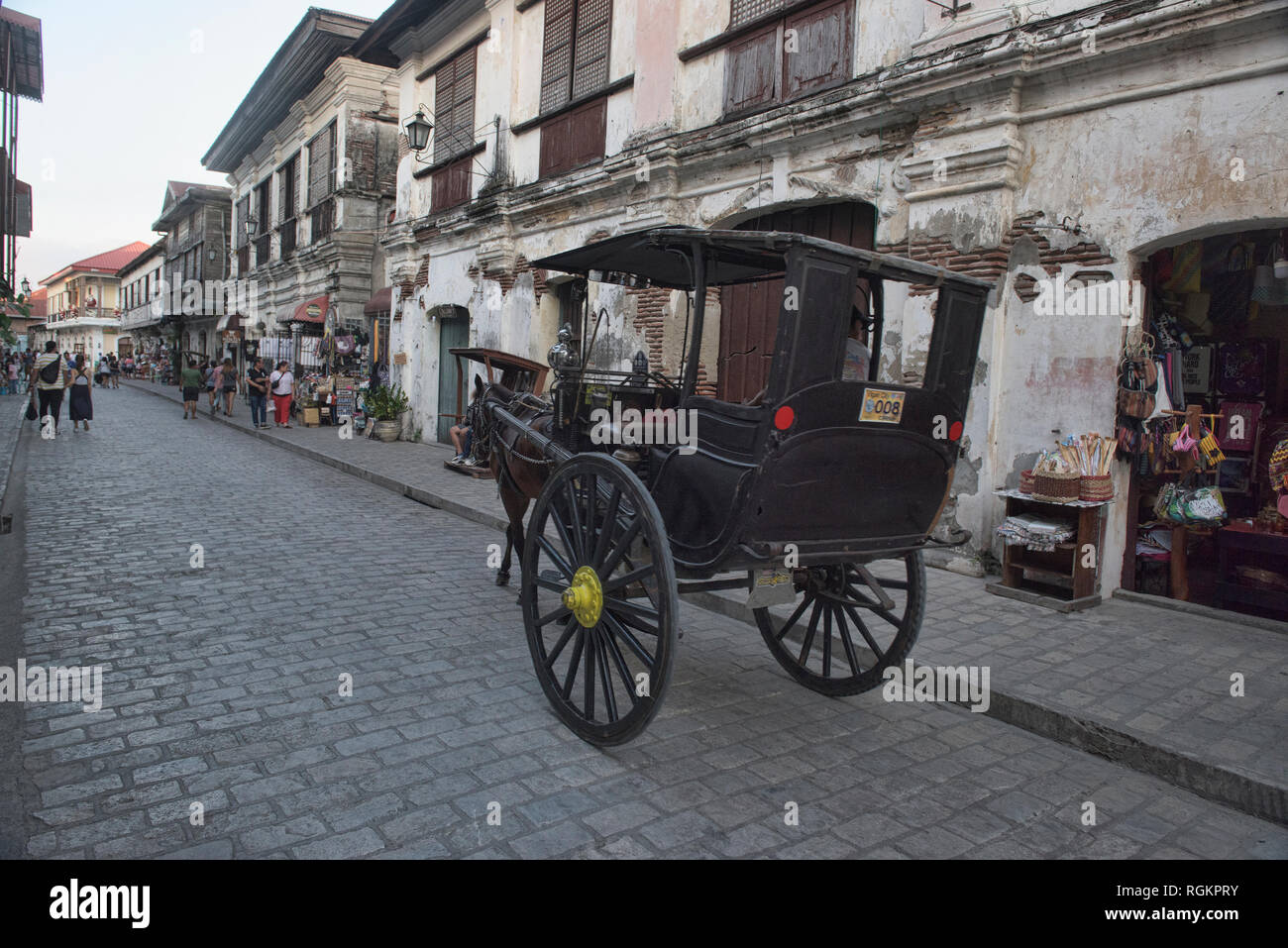 Kalesa horse carriage on historic Calle Crisologo, Vigan, Ilocos Sur ...