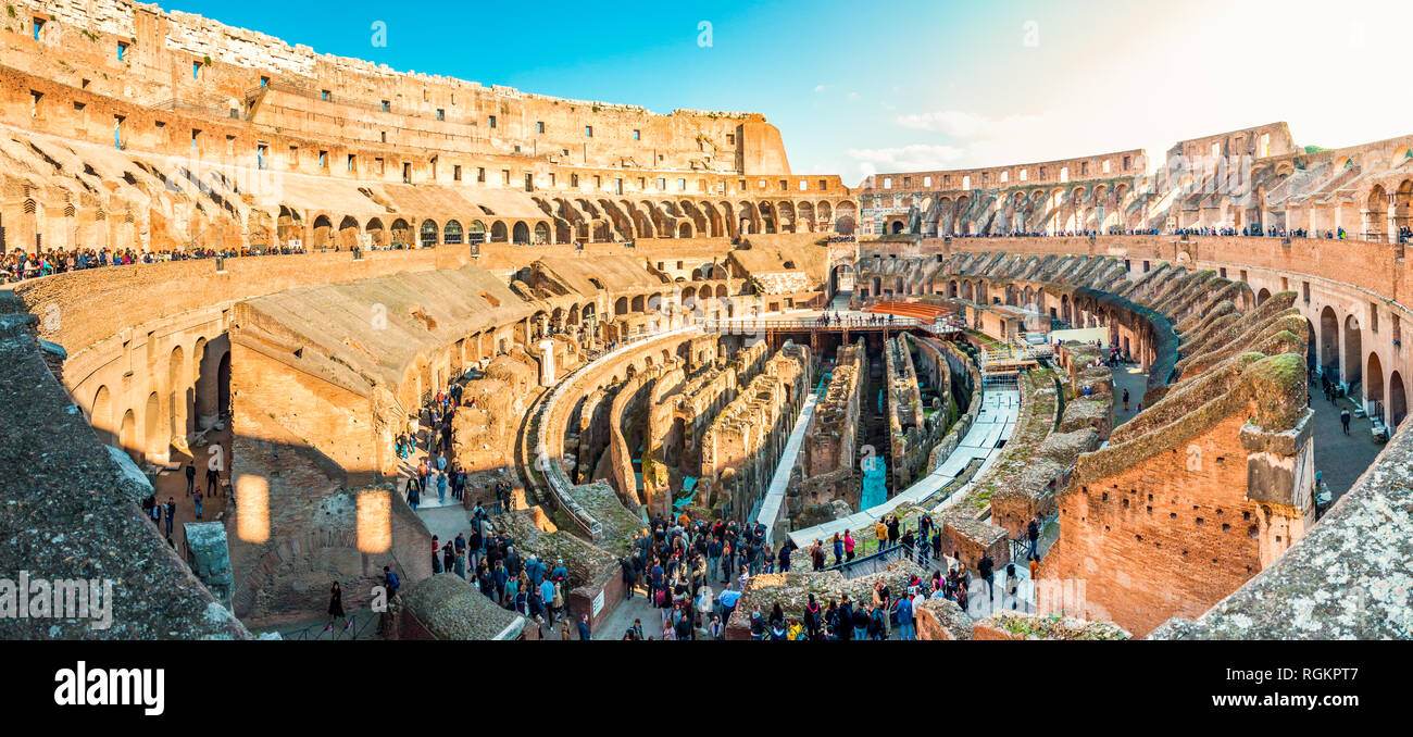 Rome, Italy - November 17, 2018: Wide panorama of Colosseum or Coliseum ...