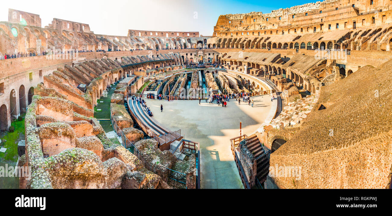 Rome, Italy - November 17, 2018: Wide panorama of Colosseum or Coliseum ...