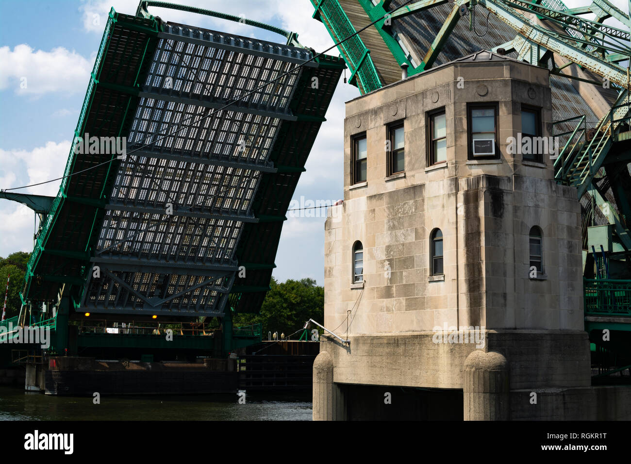 Raised Jefferson Street Bridge on a Summer afternoon. Joliet, Illinois ...