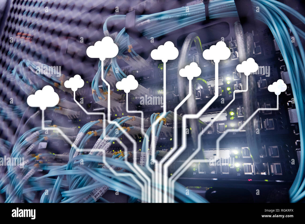 Cloud technology, networking, data storage. Internet concept Stock ...