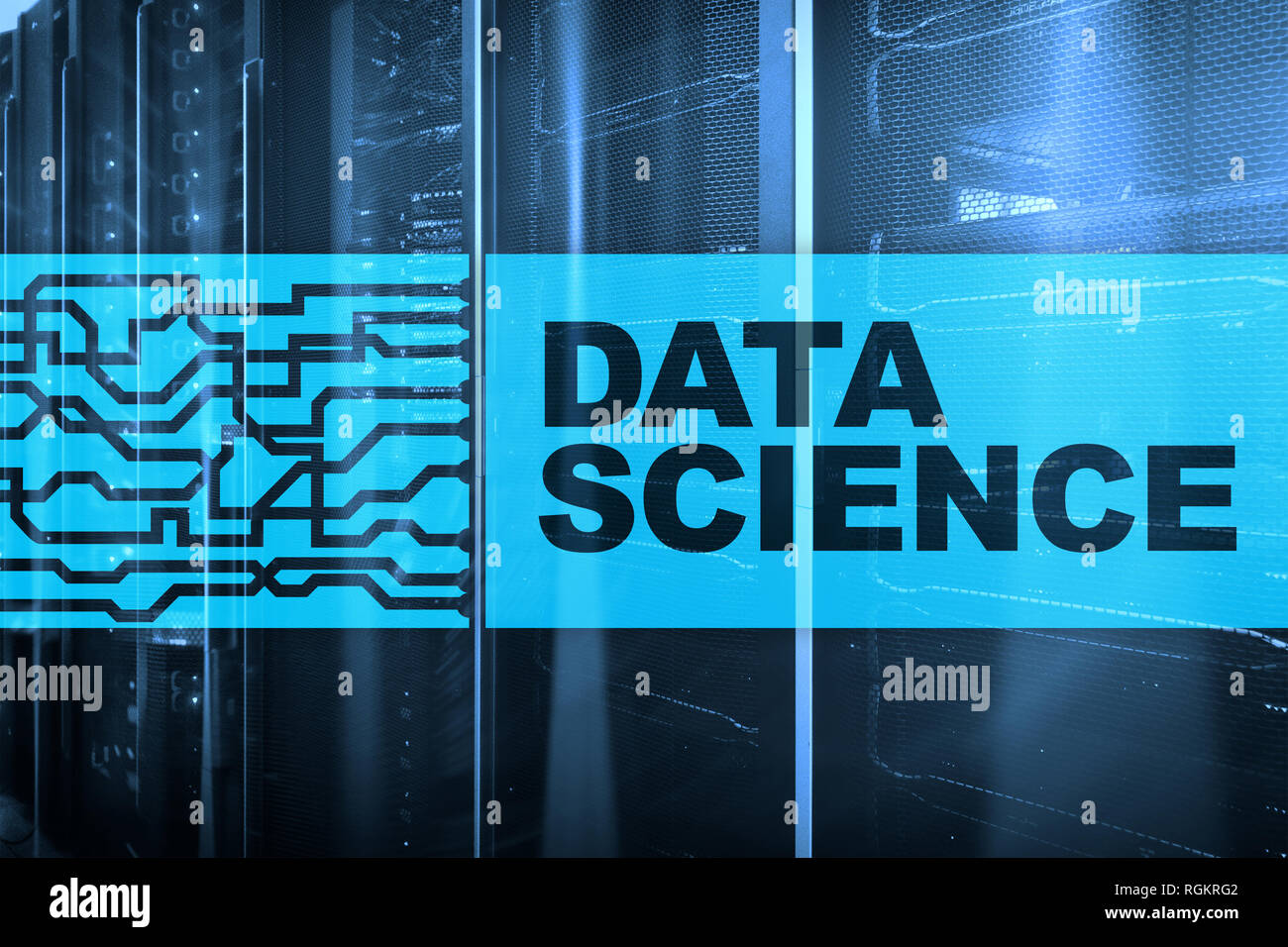 Data science, business, internet and technology concept on server room ...