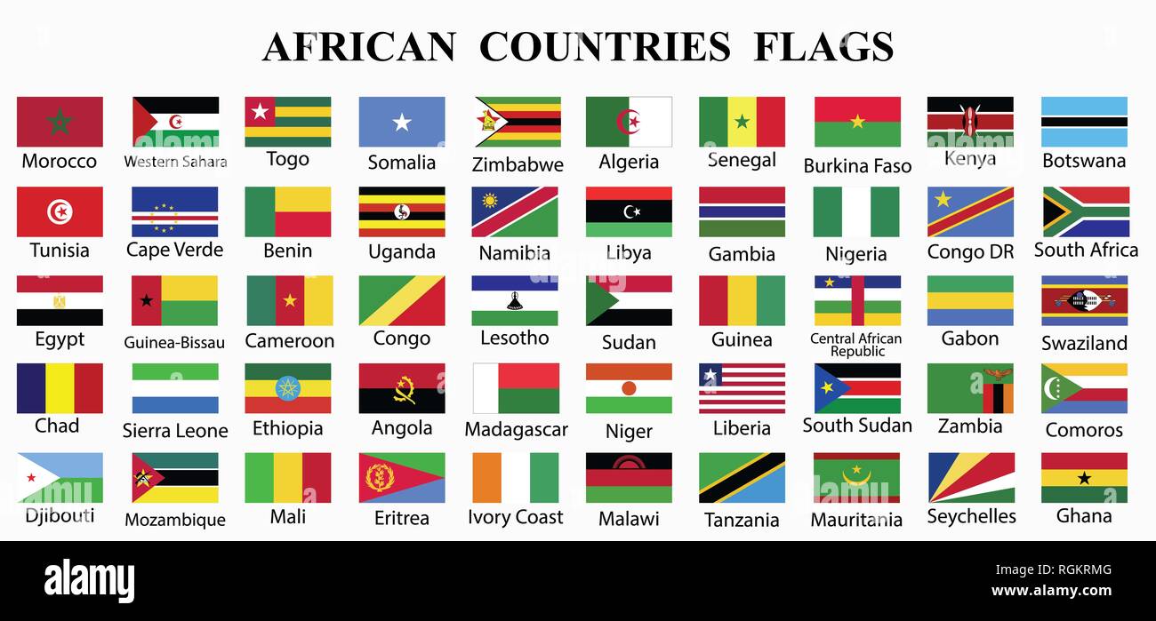 African map illustration flags hi-res stock photography and images - Alamy