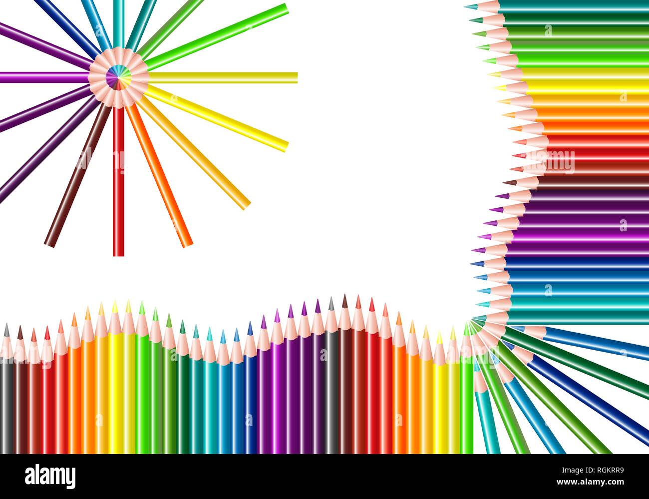 Color pencils isolated on white background. Pencils of rainbow colors ...