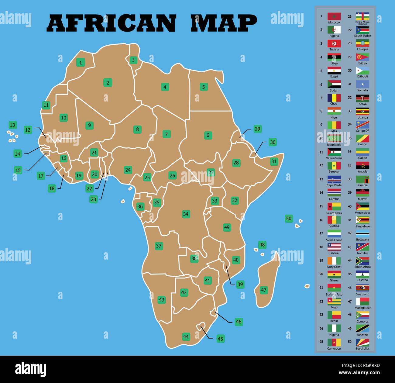 African map illustration flags hi-res stock photography and images - Alamy