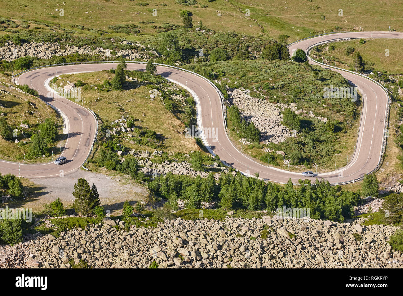 Mountain winding road in summertime. Travel and tourism background ...