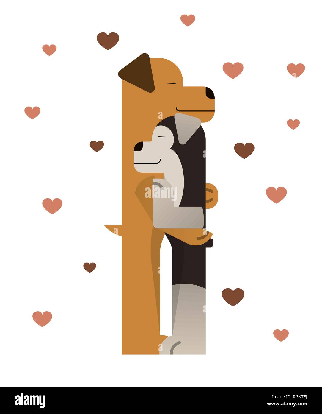 Two cute dogs hugging. Valentines day. Love vector illustration. Shape ...