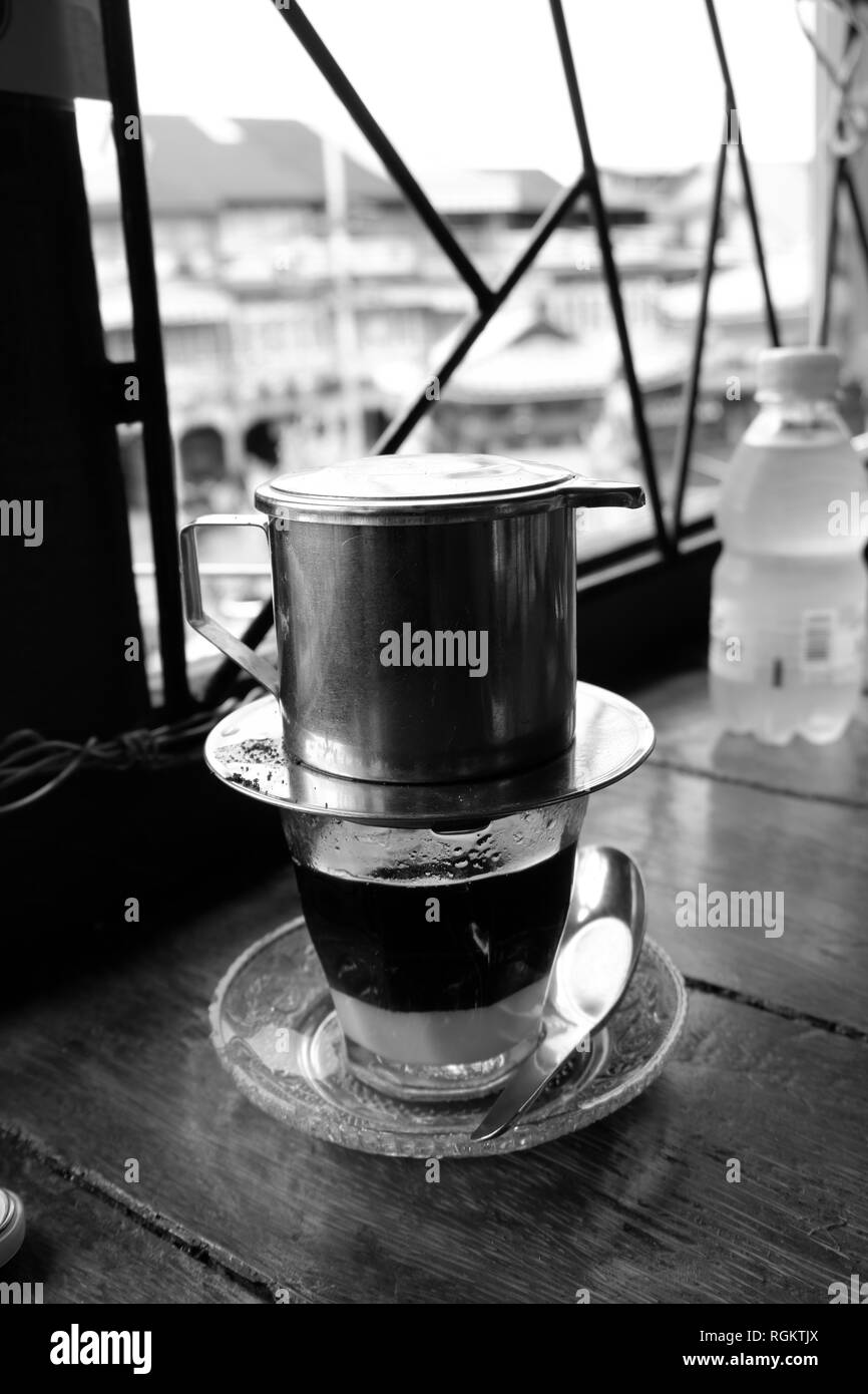traditional vietnamese coffee in black and white Stock Photo - Alamy
