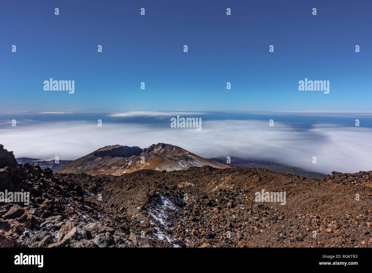Ultra long exposure of Pico Viejo volcano and cloudscape Stock Photo ...