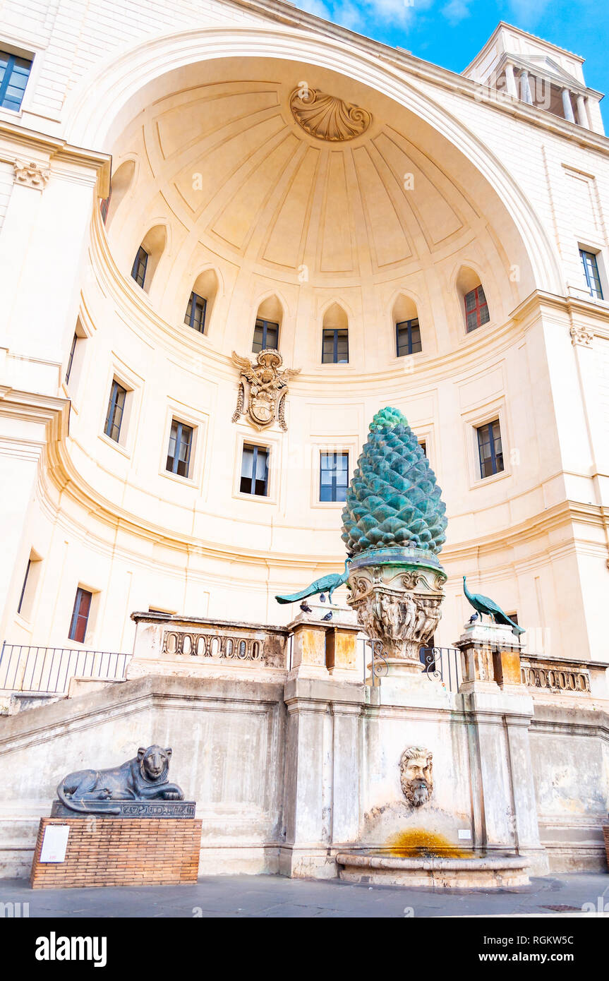 Vatican, Rome, Italy - November 16, 2018: The Pine cone fountain ...