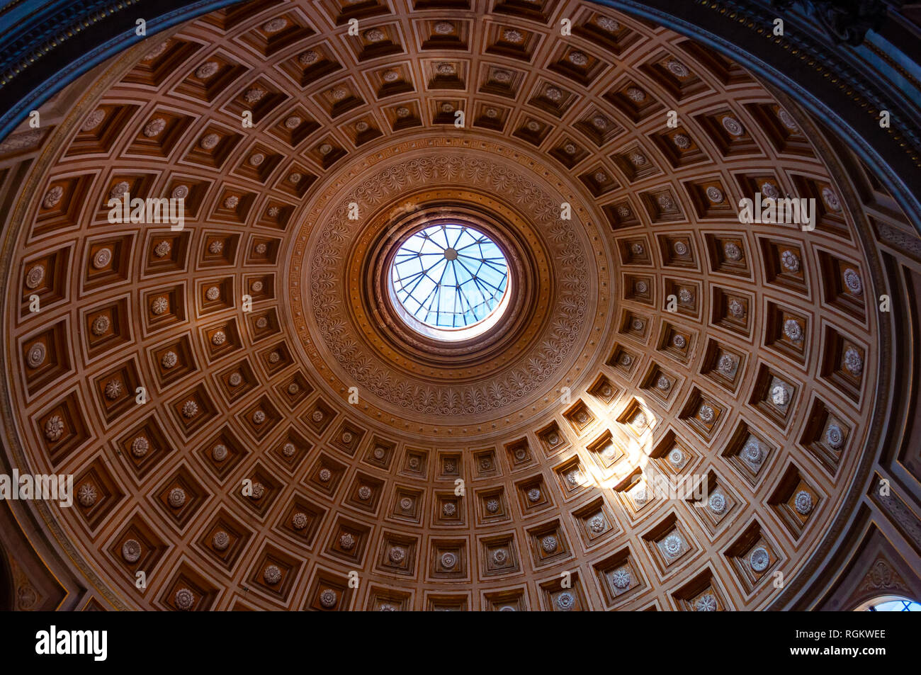 Vatican, Rome, Italy - November 16, 2018: Coffered ceiling of the Sala ...