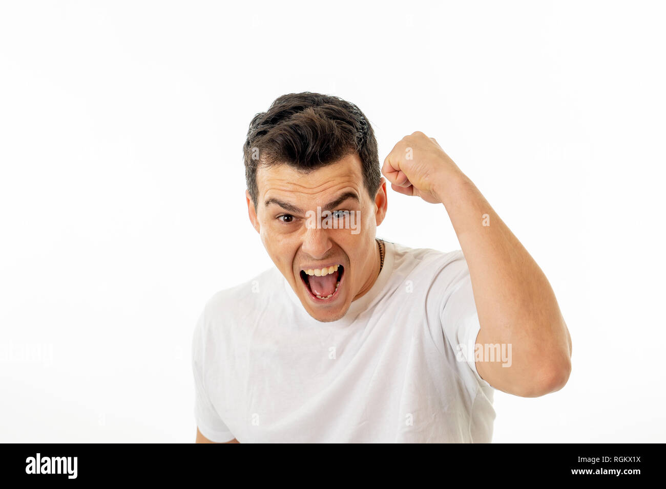 Portrait of Winning successful man celebrating being a winner and ...