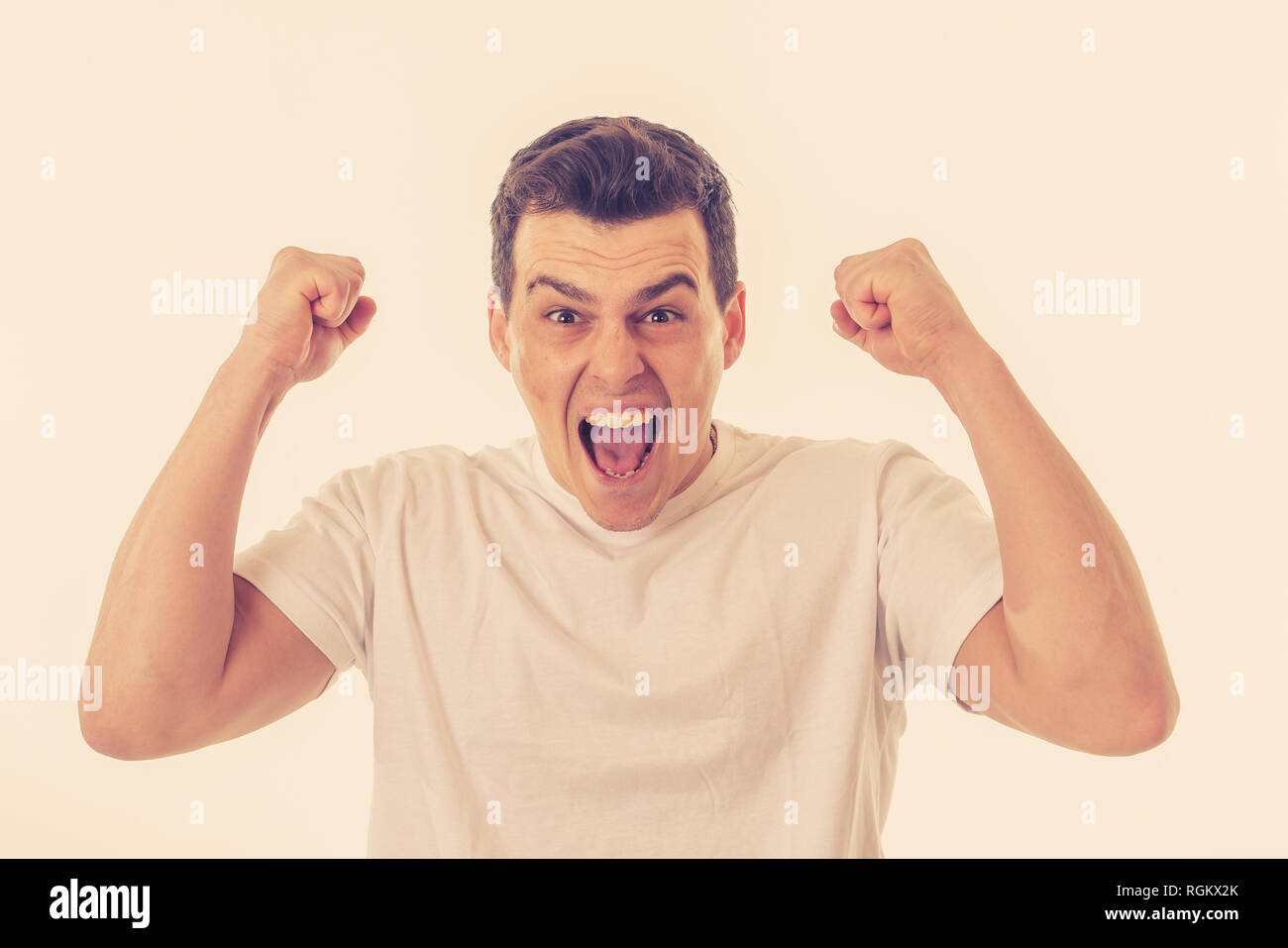 Portrait of Winning successful man celebrating being a winner and ...