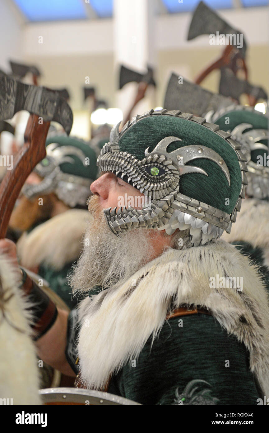The 2019 Up Helly Aa fire festival held in Lerwick Shetland in January ...