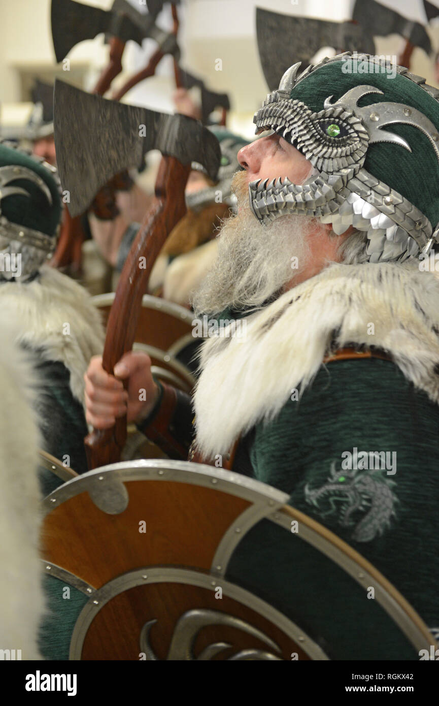 The 2019 Up Helly Aa fire festival held in Lerwick Shetland in January ...