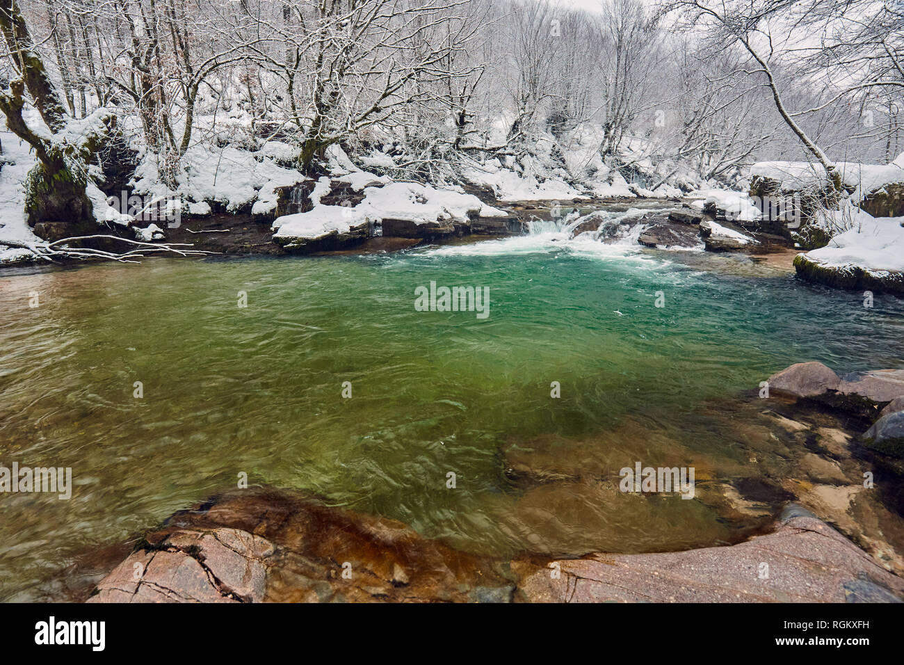 River with azure waters in the winter Stock Photo - Alamy