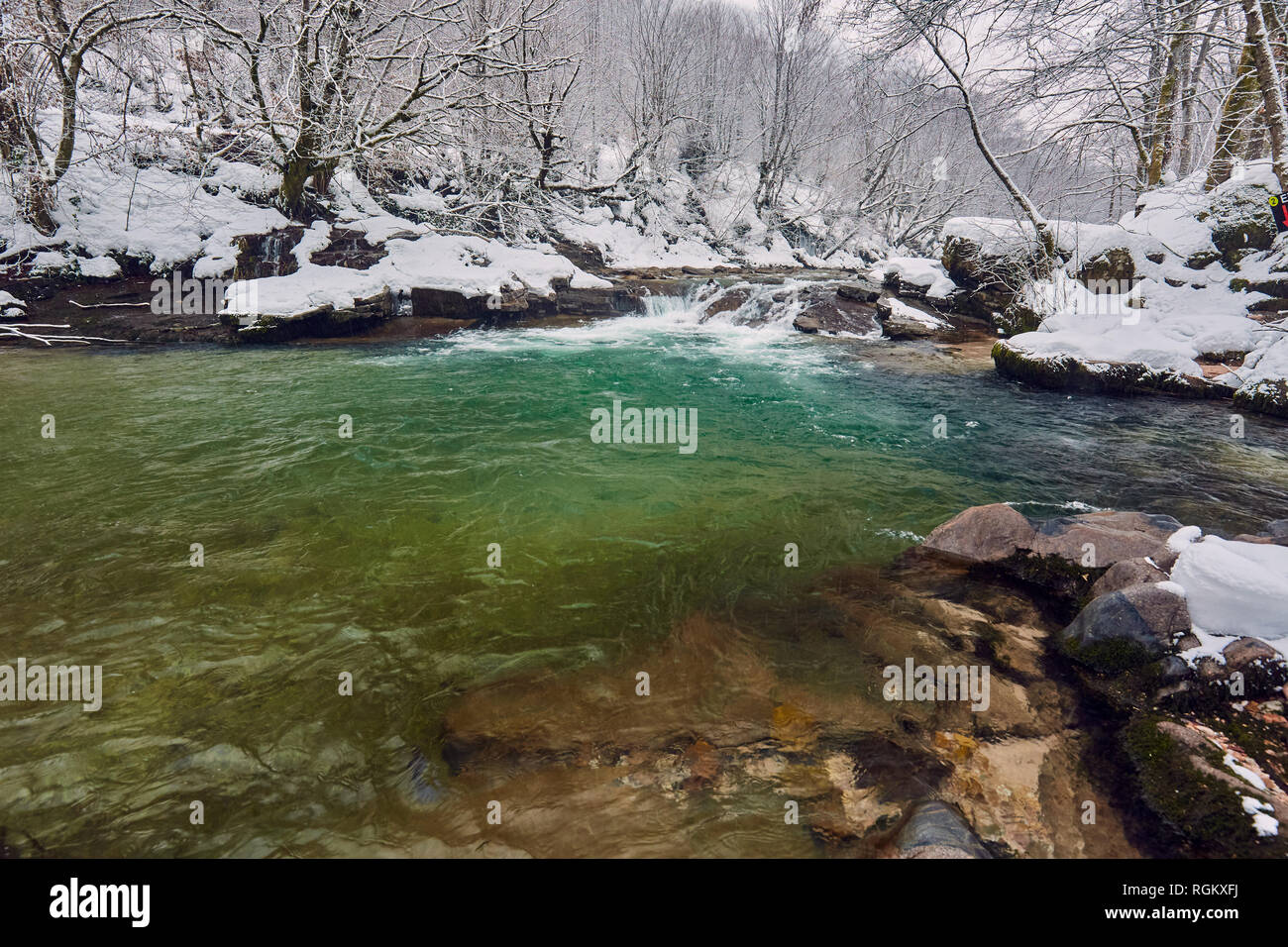 River with azure waters in the winter Stock Photo - Alamy