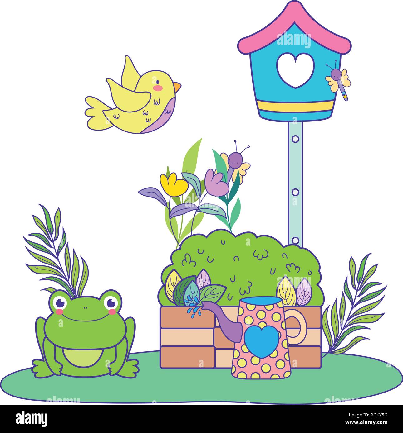 cute toad in the landscape with birdhouse Stock Vector Image & Art - Alamy