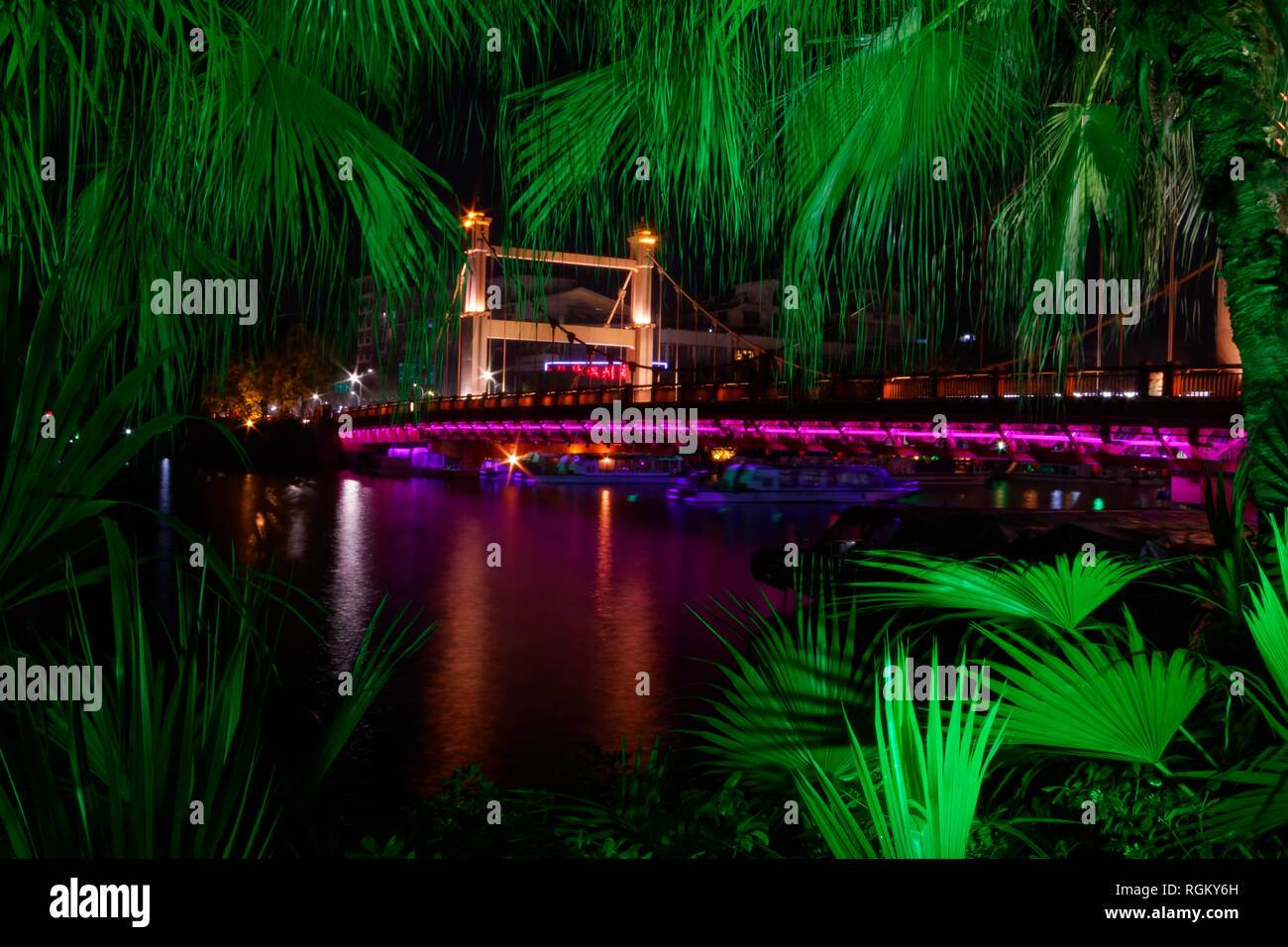 Colorful lights of the night in central Guilin Stock Photo - Alamy