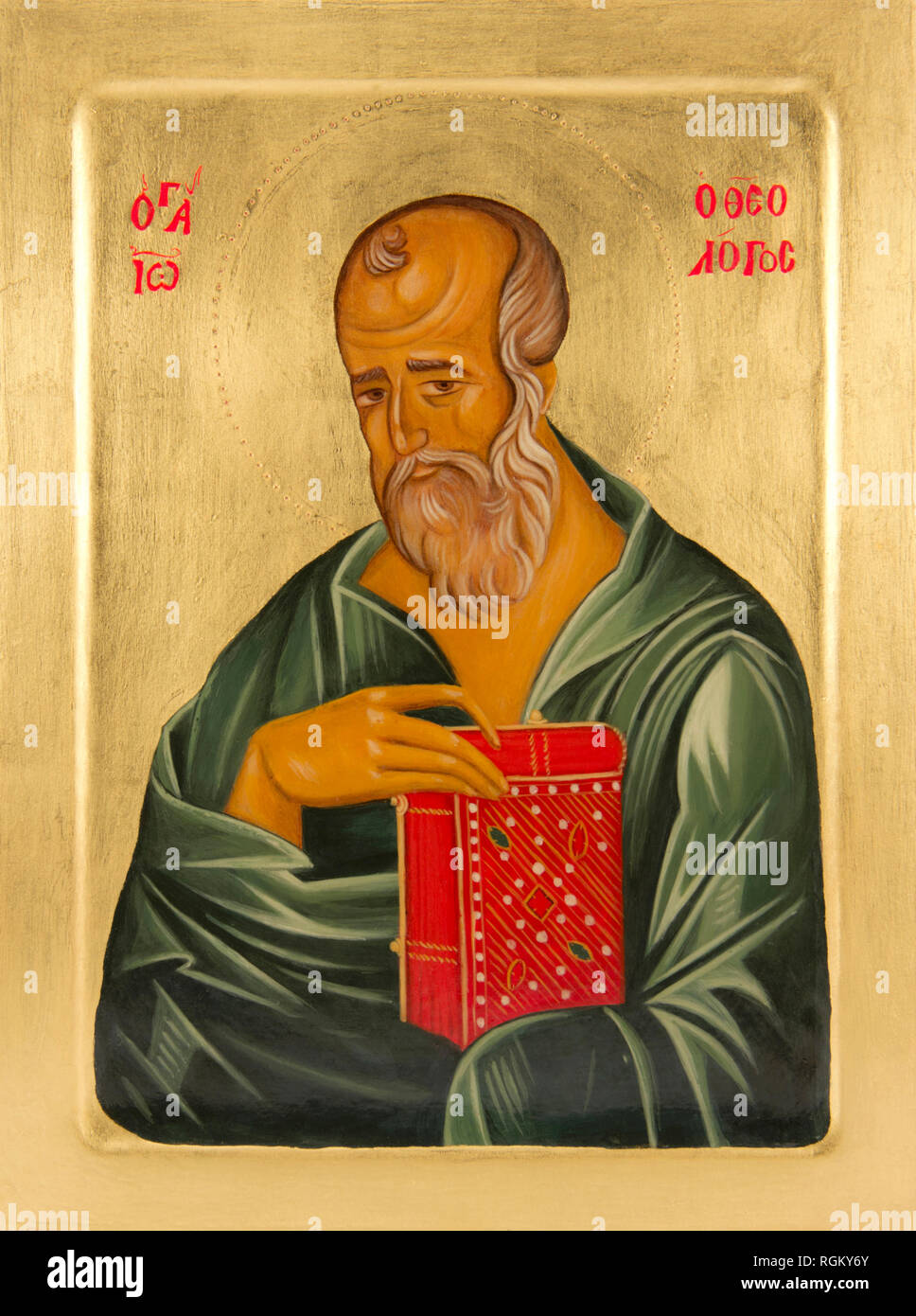Hand painted icon of St. John the Theologian Stock Photo - Alamy
