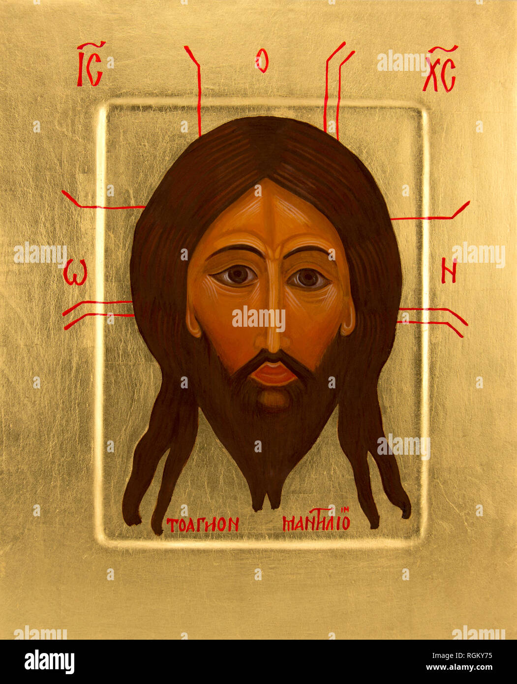 Hand painted icon of Jesus Christos Stock Photo - Alamy