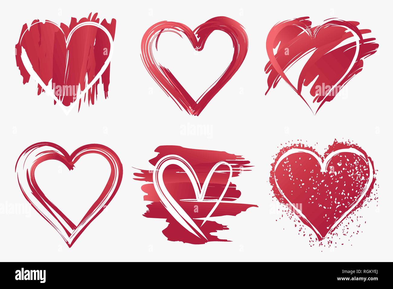 Set of brush painted heart vector image Stock Vector Image & Art - Alamy