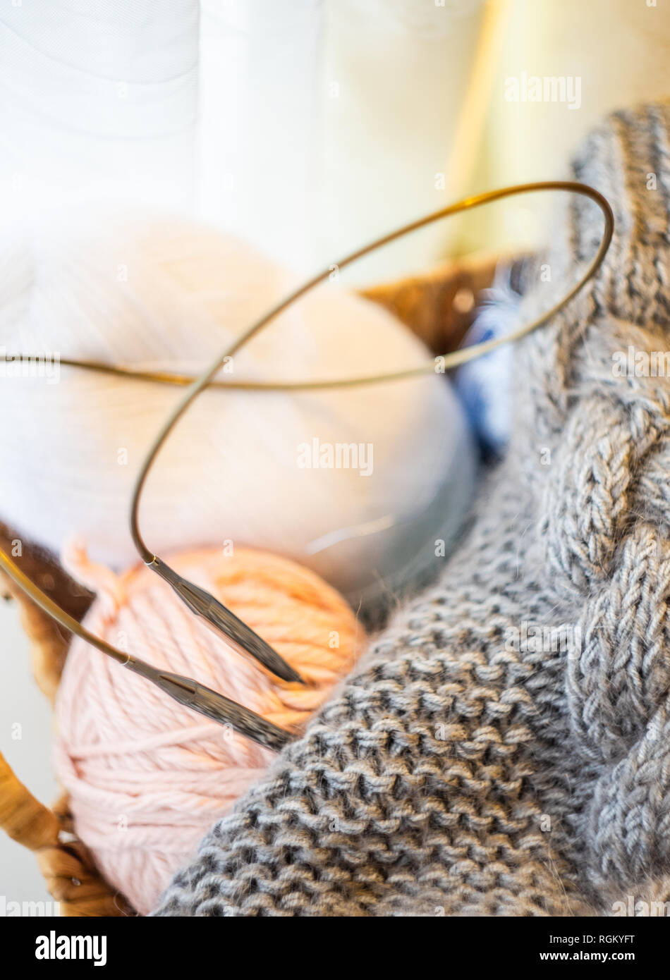 Vintage Knitting sweeter on a chair as a natural wool knitting ...