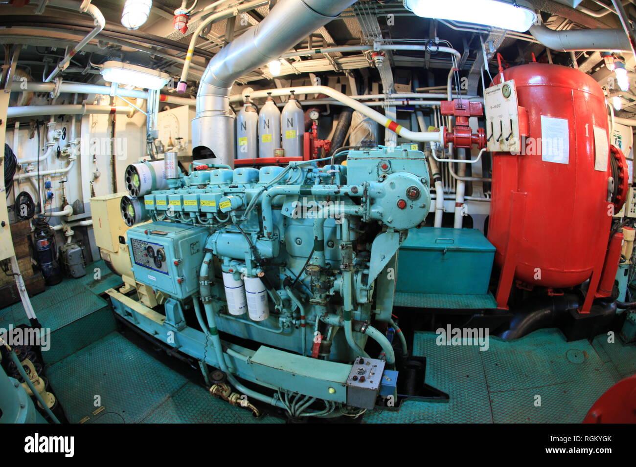 Engine compartment of the ship Stock Photo - Alamy