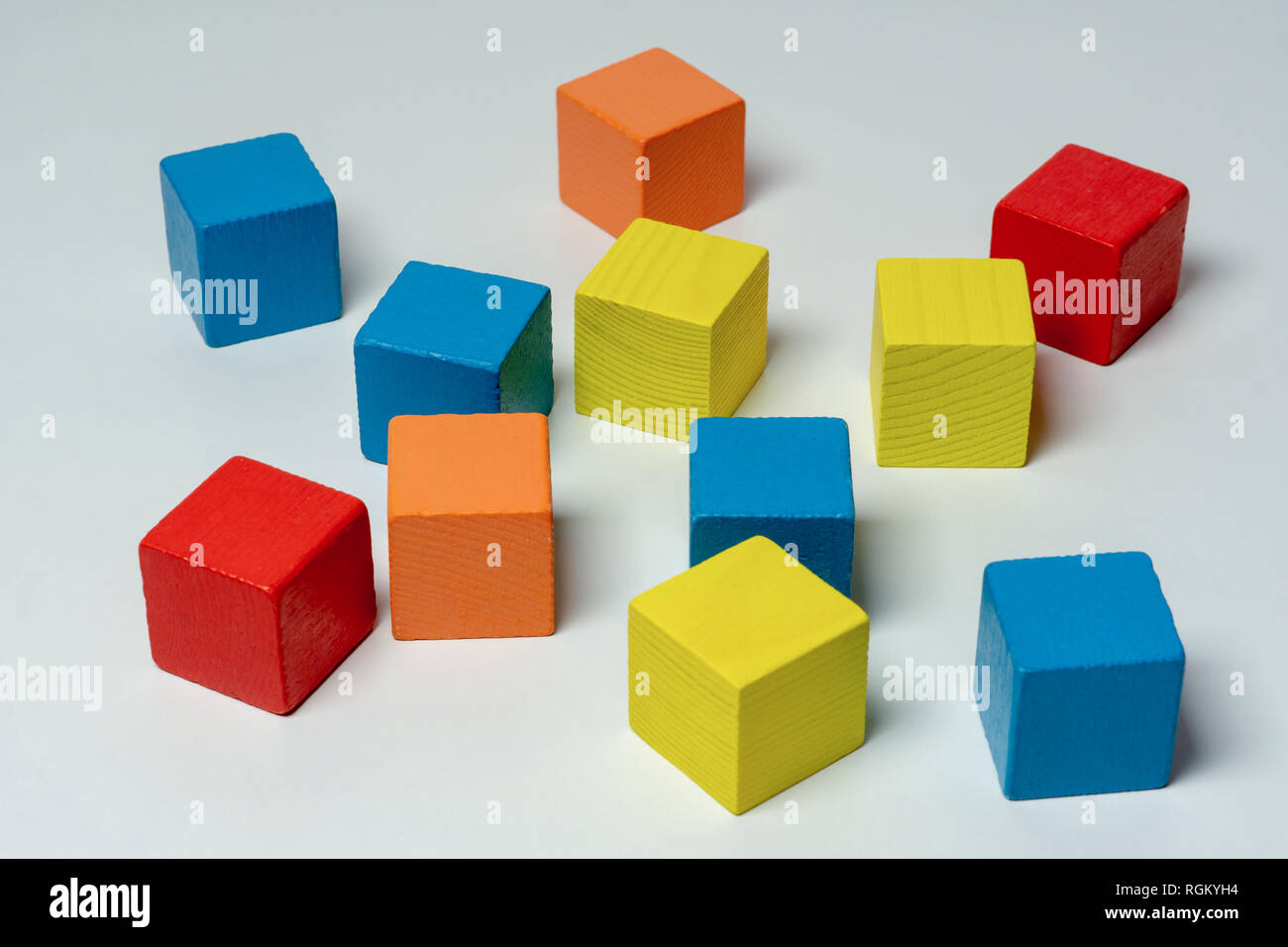 Colorful wooden childen's building blocks scattered loose Stock Photo ...