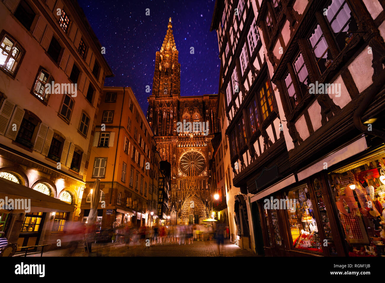 Night view of Strasbourg and Notre Dame Cathedral Stock Photo - Alamy