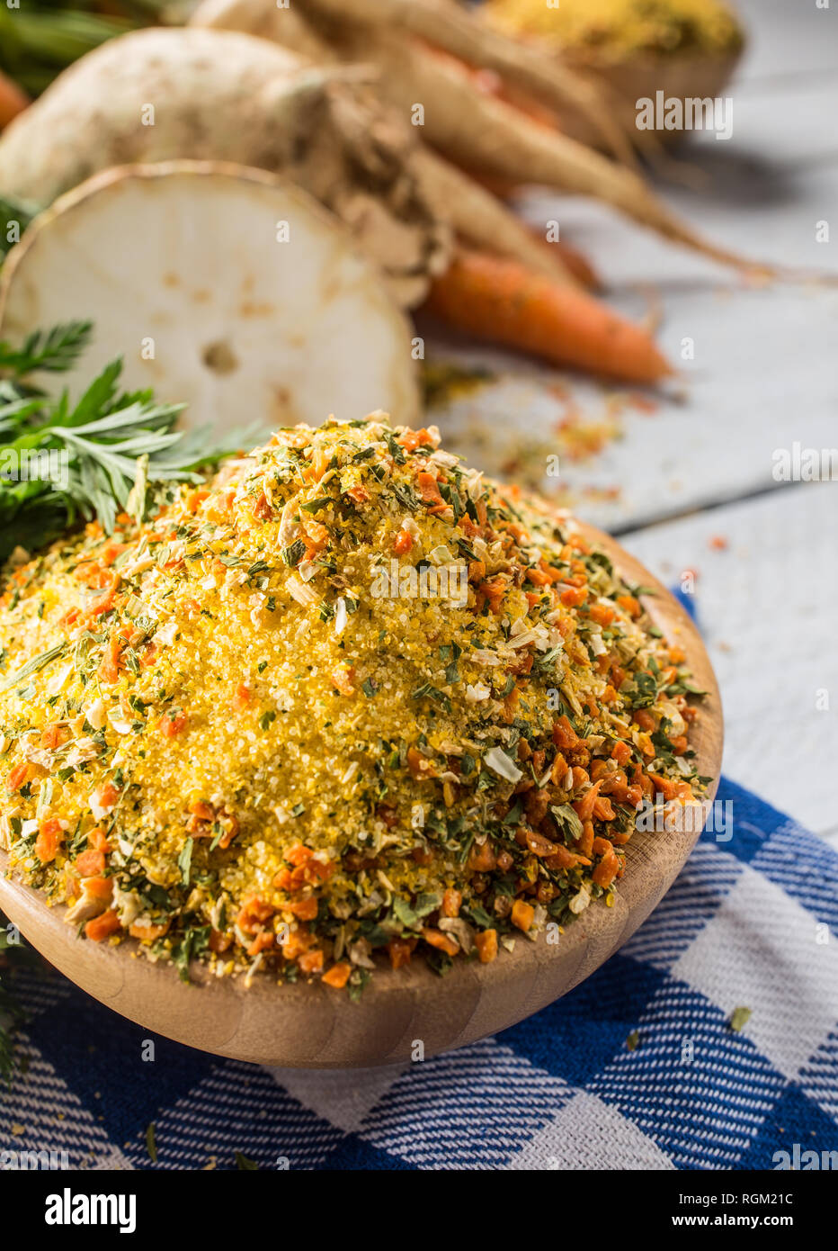 Seasoning spices condiment vegeta from dehydrated carrot parsley celery ...