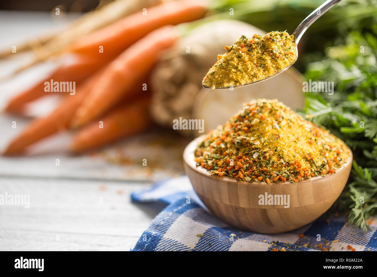 Seasoning spices condiment vegeta from dehydrated carrot parsley celery ...