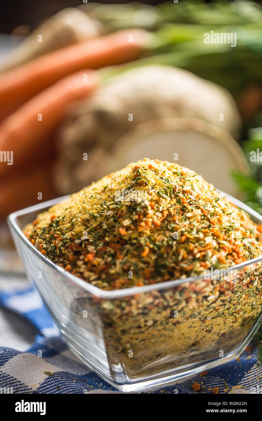 Seasoning spices condiment vegeta from dehydrated carrot parsley celery ...