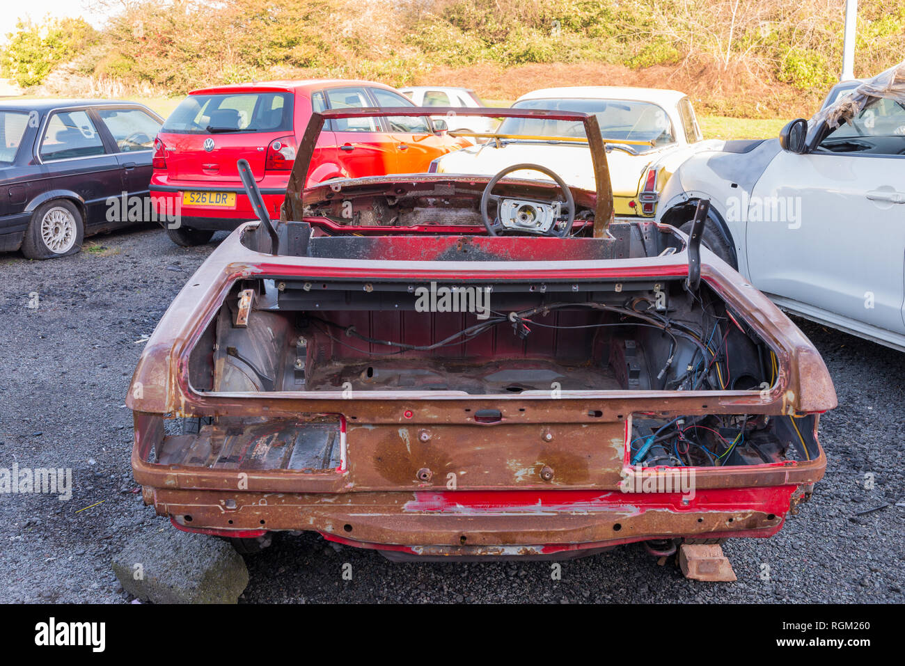 Rusty bodywork shell of an old Mercedes coupe Stock Photo - Alamy