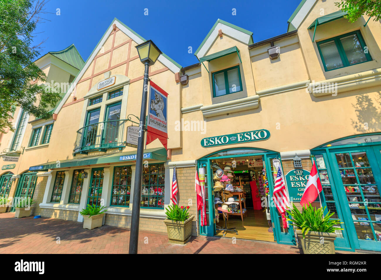 Solvang, California, United States - August 10, 2018: shop on main ...