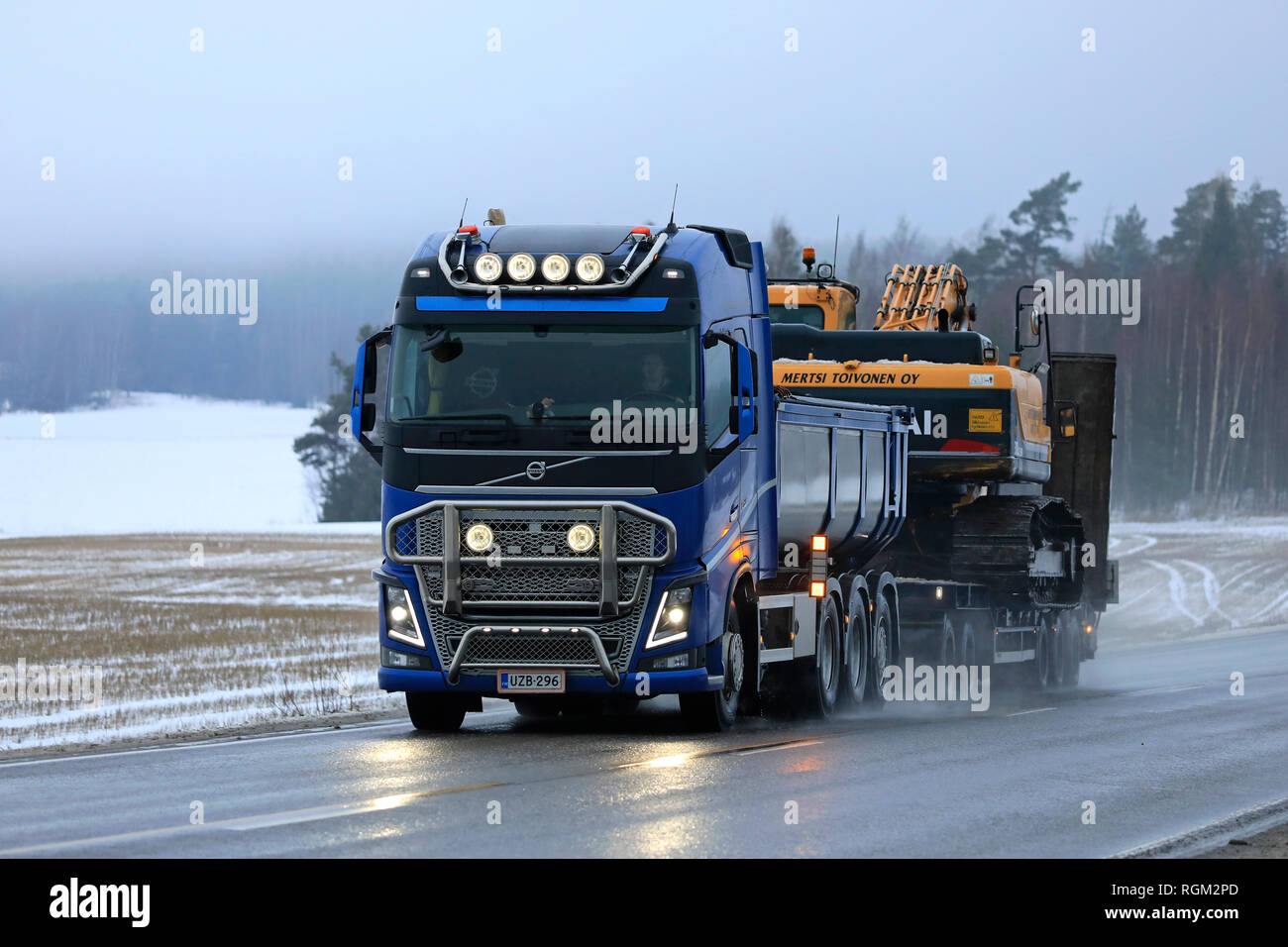 Salo, Finland - January 4, 2019: Blue Volvo FH truck of M. Toivonen Oy ...
