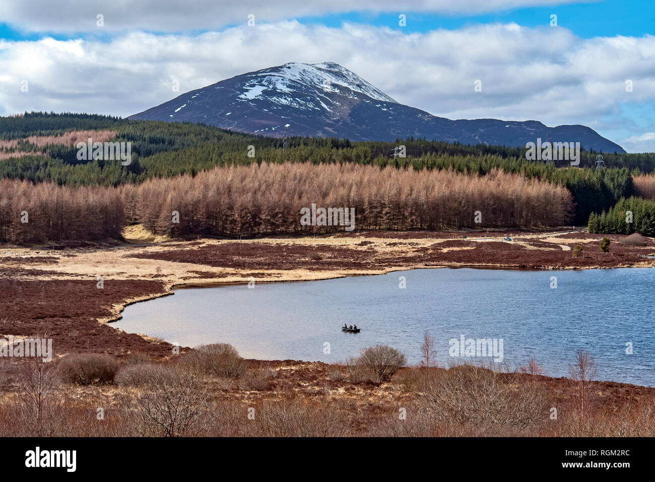 Scottish mountain Schiehallion with Loch Kinardochy seen from B846 ...