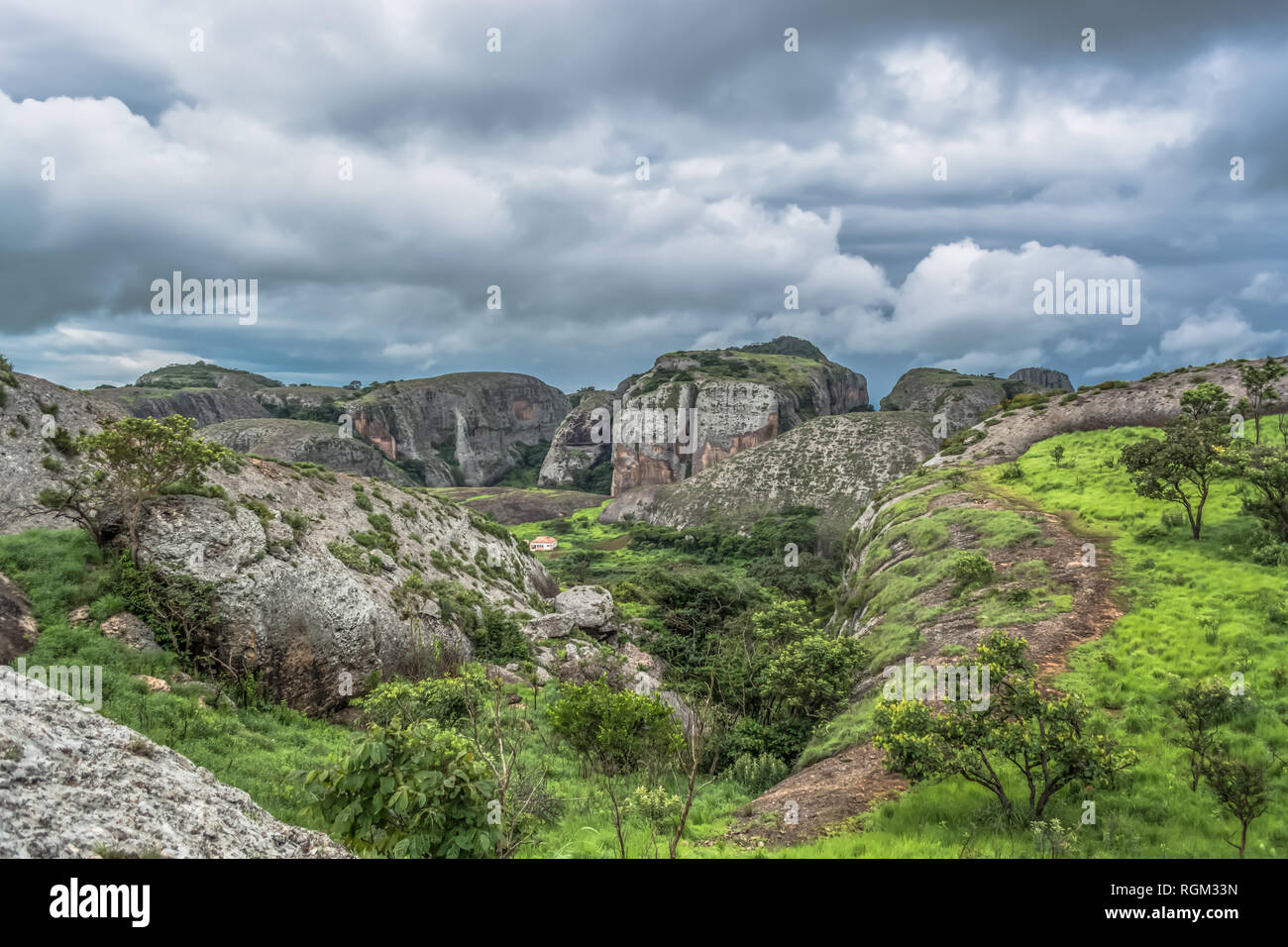 View at the mountains Pungo Andongo, Pedras Negras (black stones), huge ...