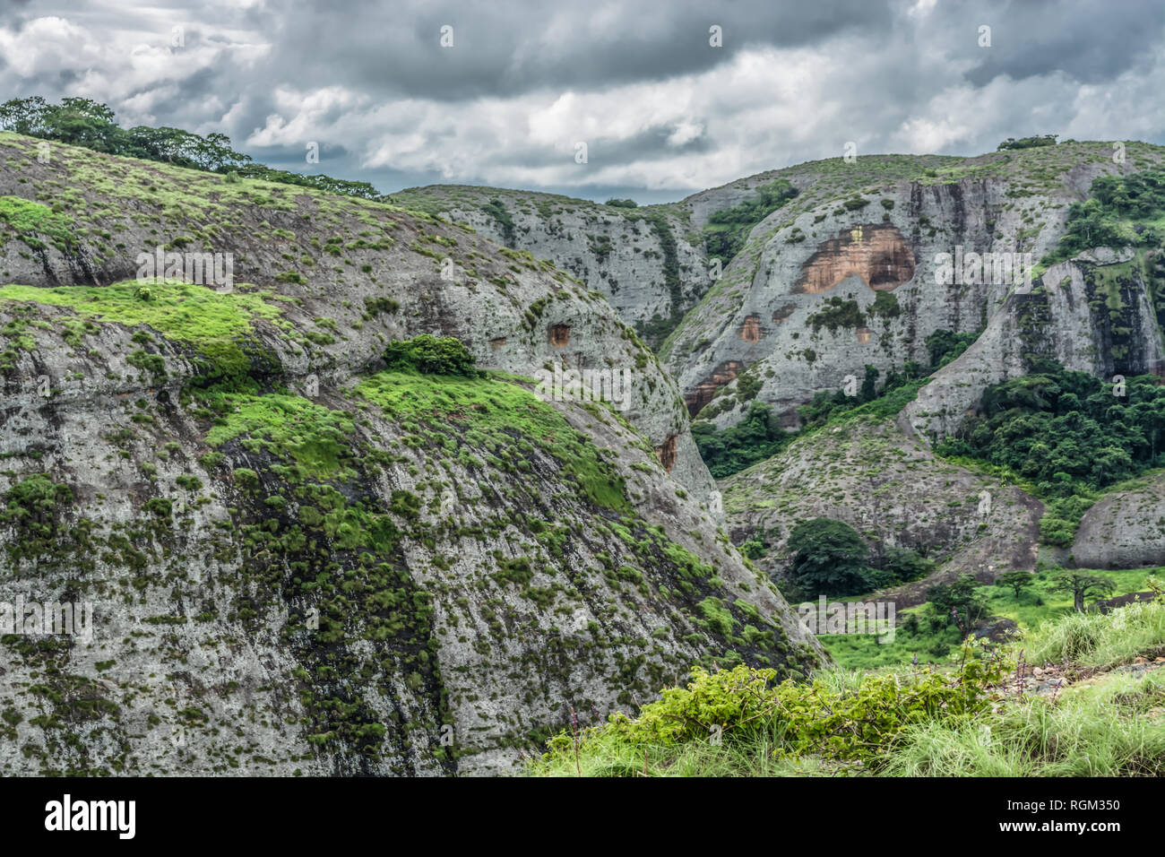 View at the mountains Pungo Andongo, Pedras Negras (black stones), huge ...
